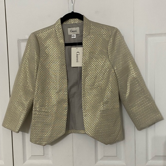 Ganni | Jackets & Coats | Nwt Ganni Anthropologie Metallic Brocade Open ...